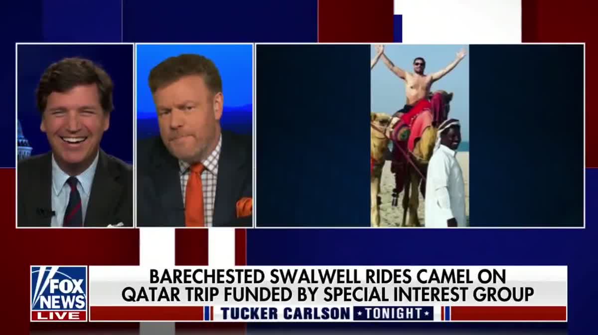 Tucker Carlson Goes Homoerotic On Eric Swalwell's Camel Ride In Qatar ...