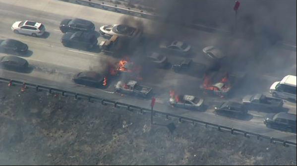 Brush Fire Jumps Freeway In California And Sets Cars Ablaze | Crooks ...