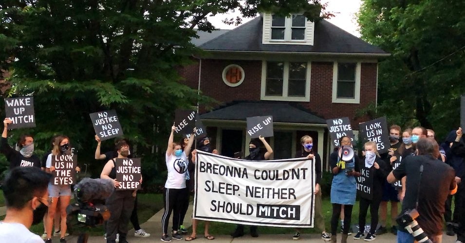 'No Justice, No Sleep!': Protestors Arrive At Mitch McConnell's House ...